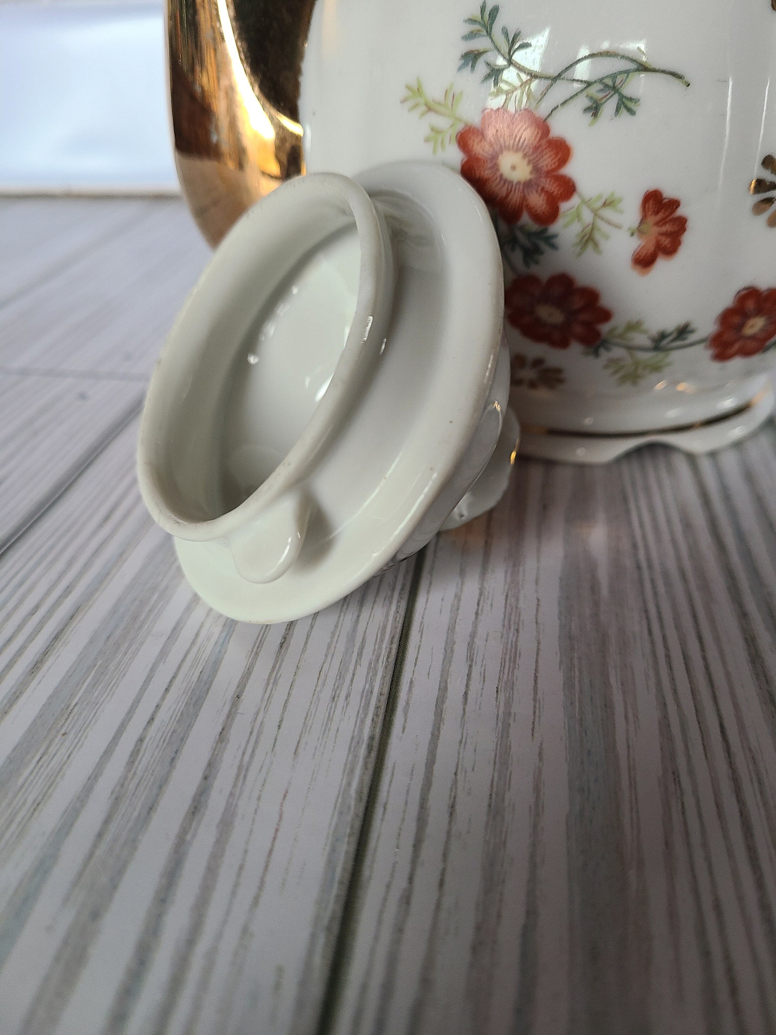 Trimont Ware Japan Teapot, Vintage Original Floral Gold Porcelain ...