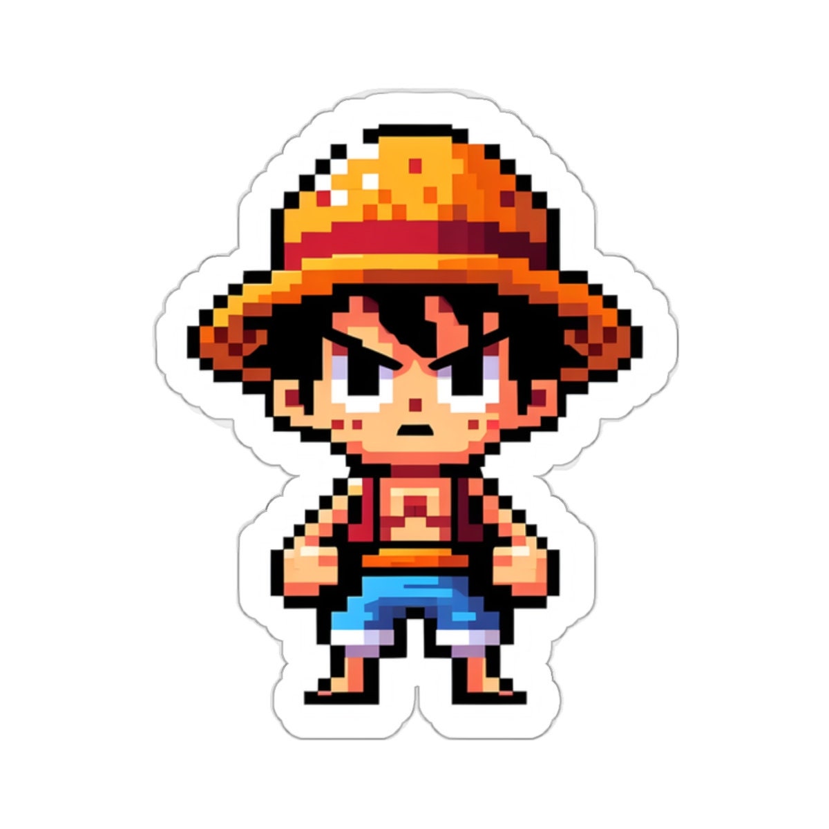 Pixel Luffy Sticker, 8 Bit Sticker, Anime Sticker, One Piece Sticker ...