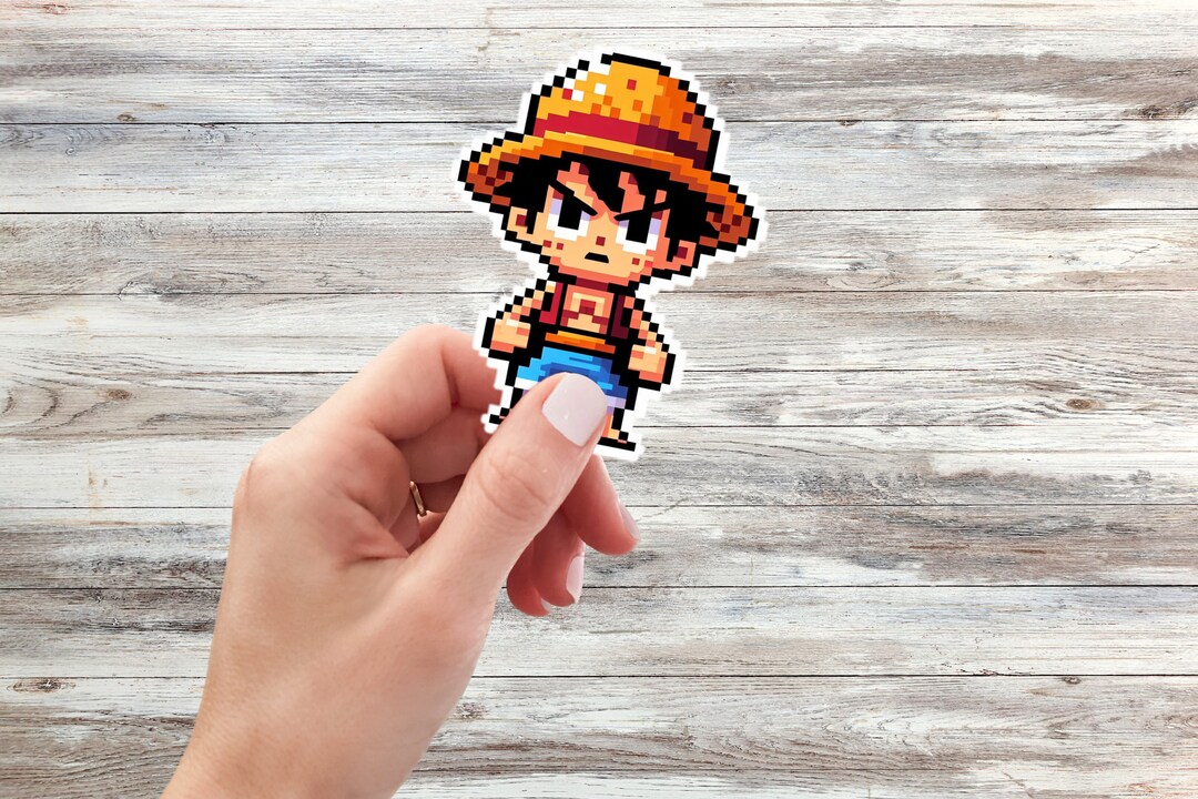 Pixel Luffy Sticker, 8 Bit Sticker, Anime Sticker, One Piece Sticker ...