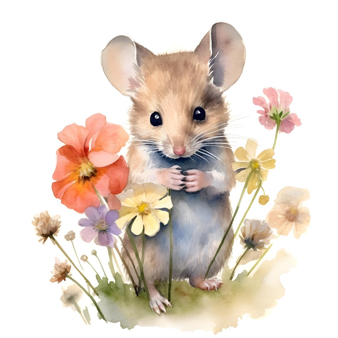 Mouse and Flower Clipart High Quality Pngs Digital Download Card Making ...