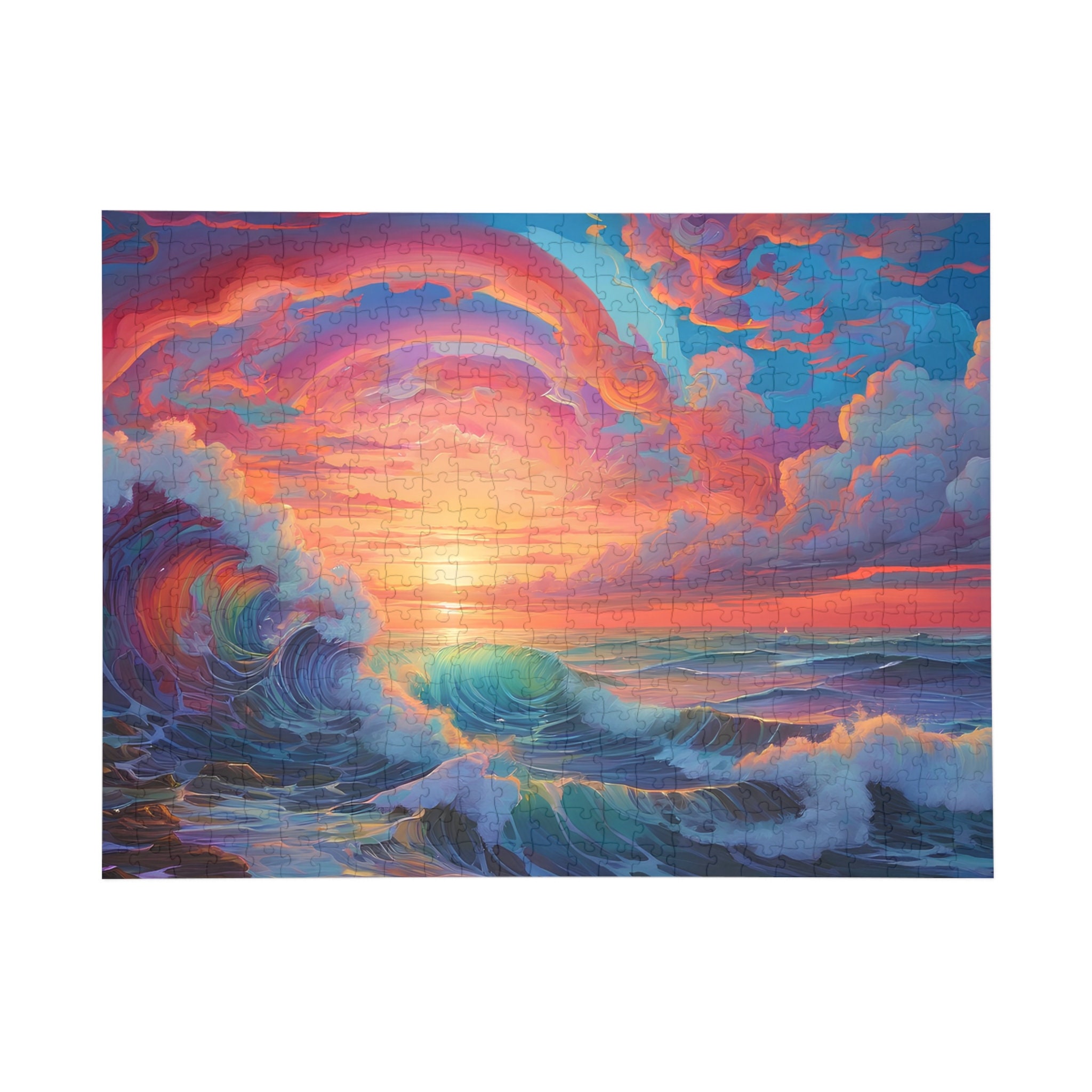 Jigsaw Puzzle Psychedelic Art Puzzle Sunset Puzzle Custom Puzzle for ...