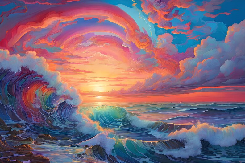 Jigsaw Puzzle Psychedelic Art Puzzle Sunset Puzzle Custom Puzzle for ...