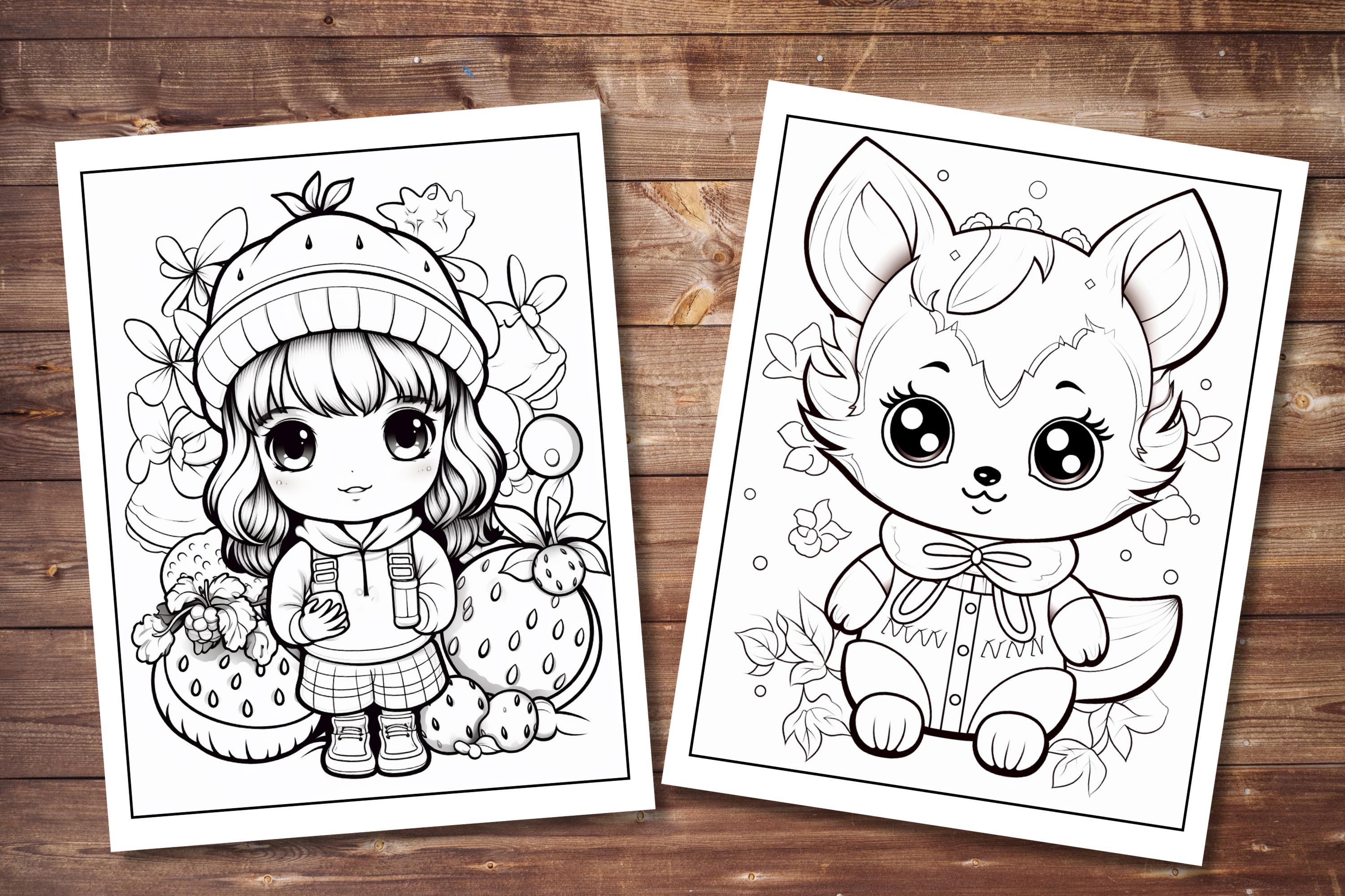 Kawaii Coloring Pages 50 Pages Cute Coloring Pages for Kids and Adults ...