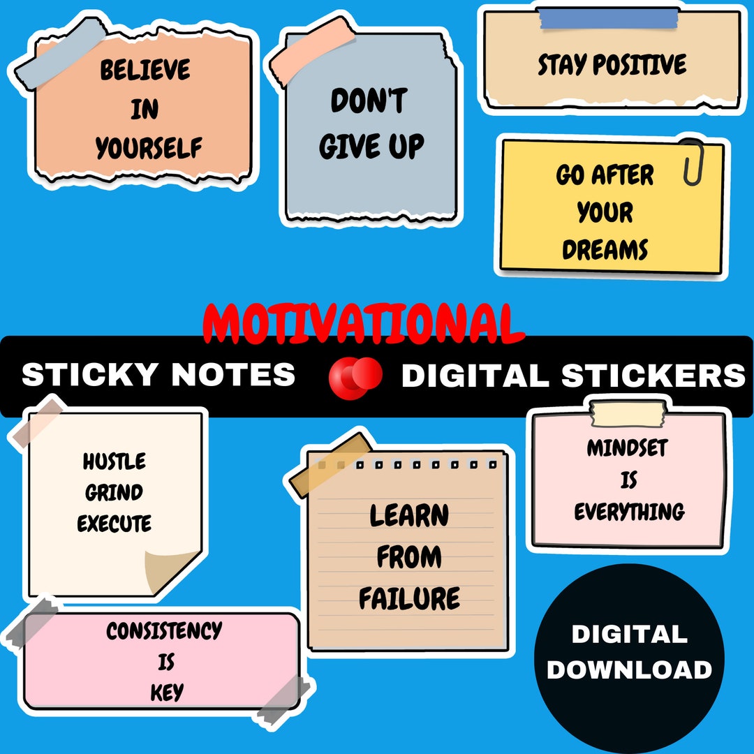 Motivational Sticky Notes Png Printable Stickers, Inspirational Png ...