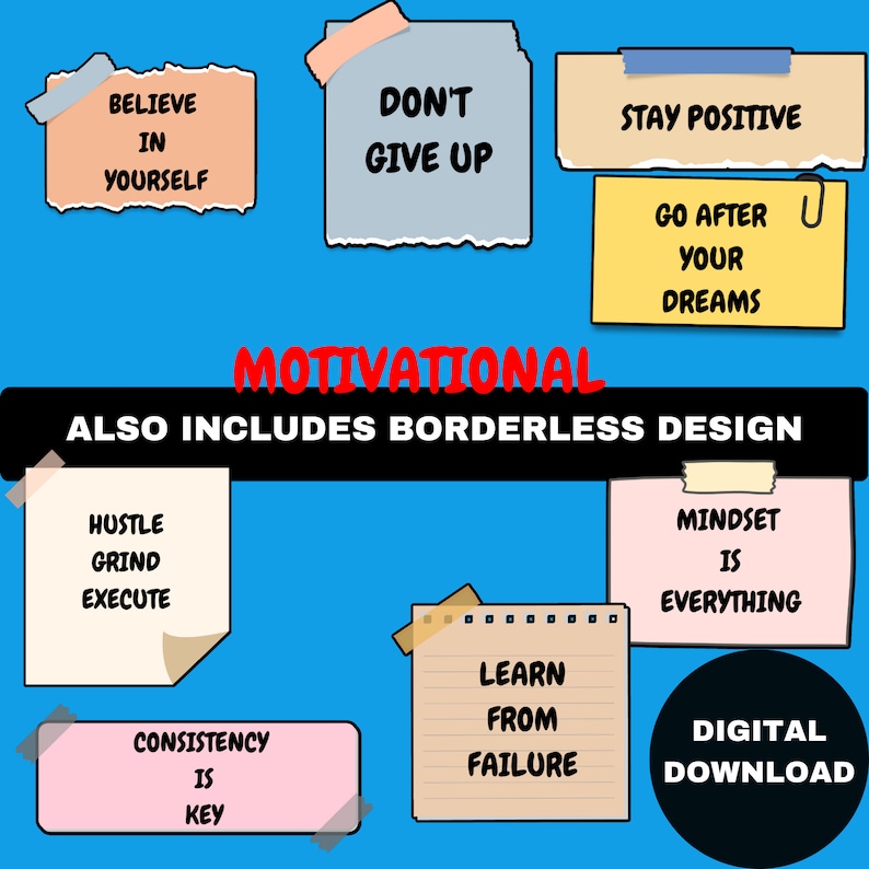 Motivational Sticky Notes Png Printable Stickers, Inspirational Png ...