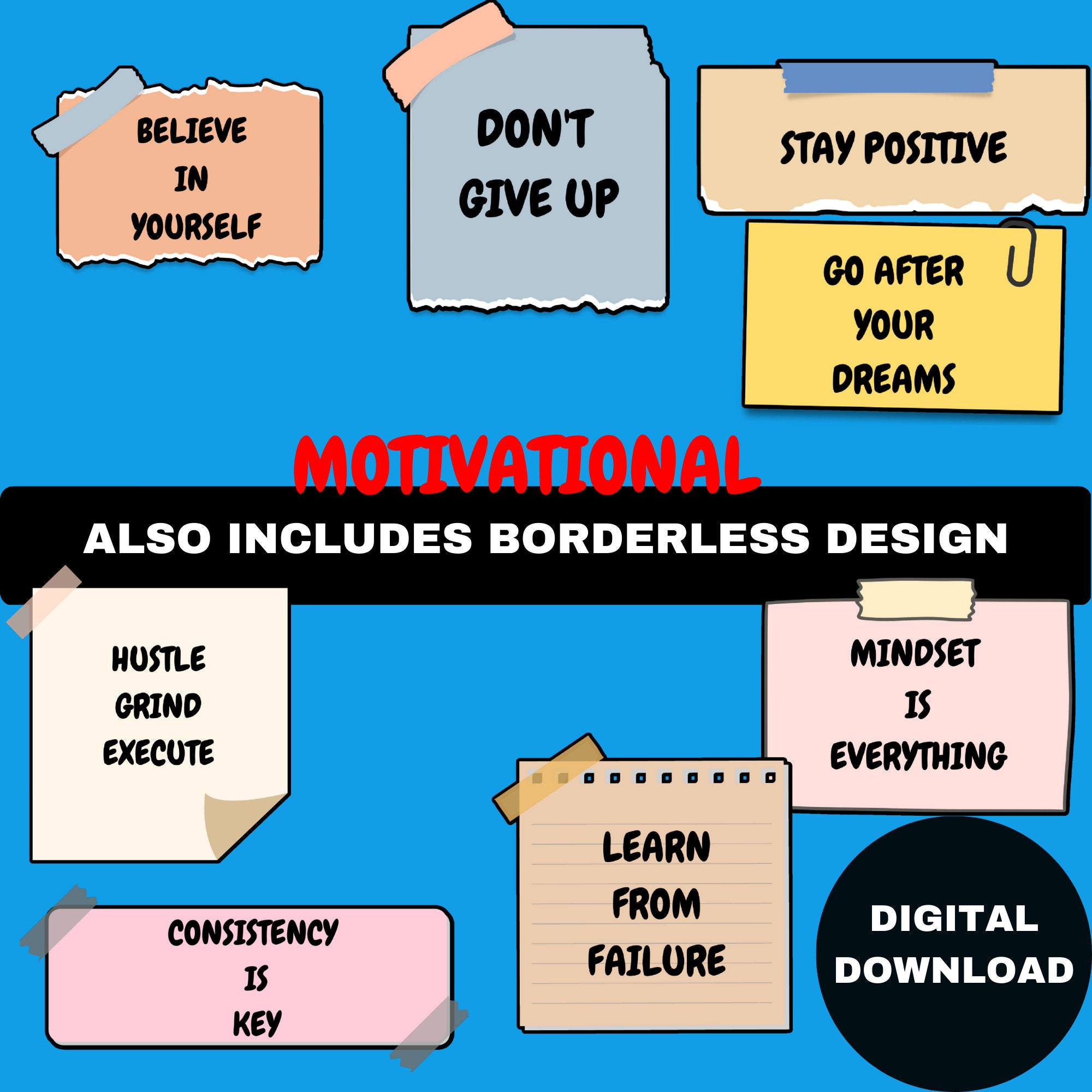 Motivational Sticky Notes Png Printable Stickers, Inspirational Png ...