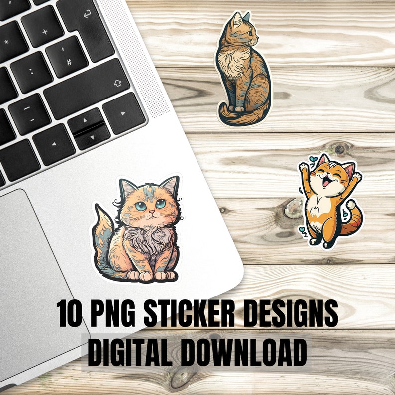 Cat Printable Stickers, Cat PNG, Animal Printable, Print and Cut ...