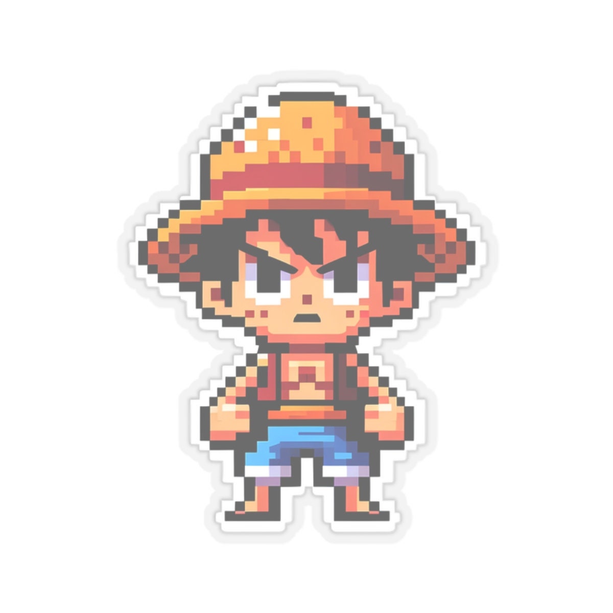 Pixel Luffy Sticker, 8 Bit Sticker, Anime Sticker, One Piece Sticker ...