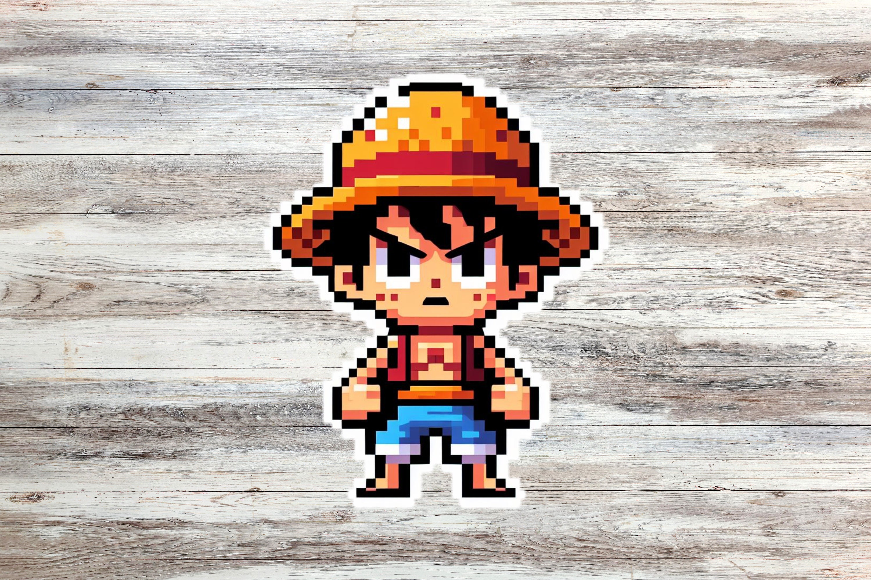 Pixel Luffy Sticker, 8 Bit Sticker, Anime Sticker, One Piece Sticker ...