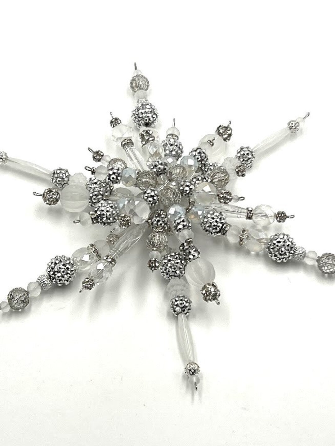 Snowflake Ornament Set of 4-frosted Silver Sparkle #1-2 - Etsy