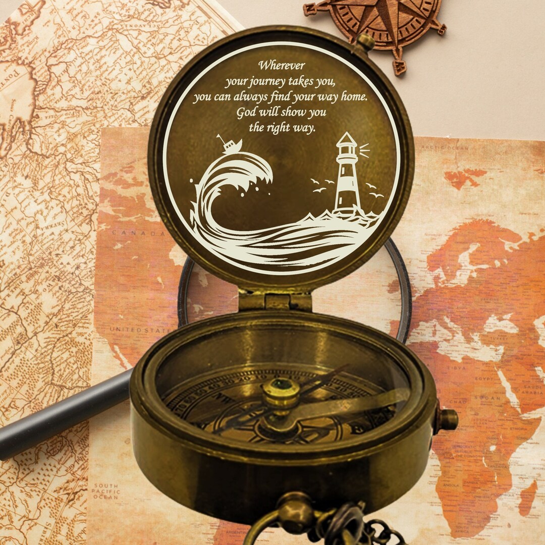 Brass Pocket Compass, Engraved Compass, Son, Husband, Grandson, Boys ...