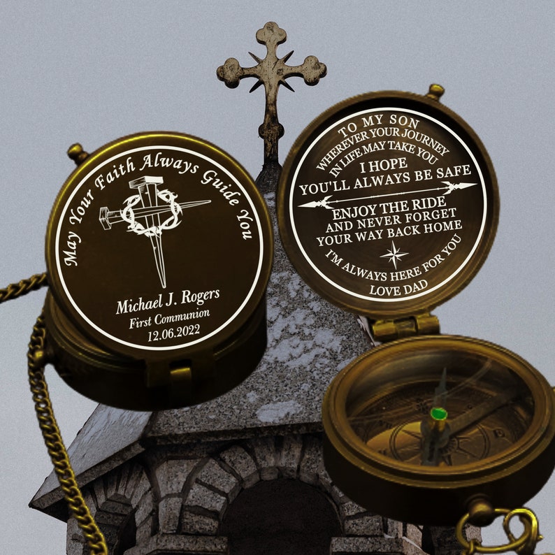 Confirmation Gift, First Communion Gift Boy, Compass, Engraved Compass ...