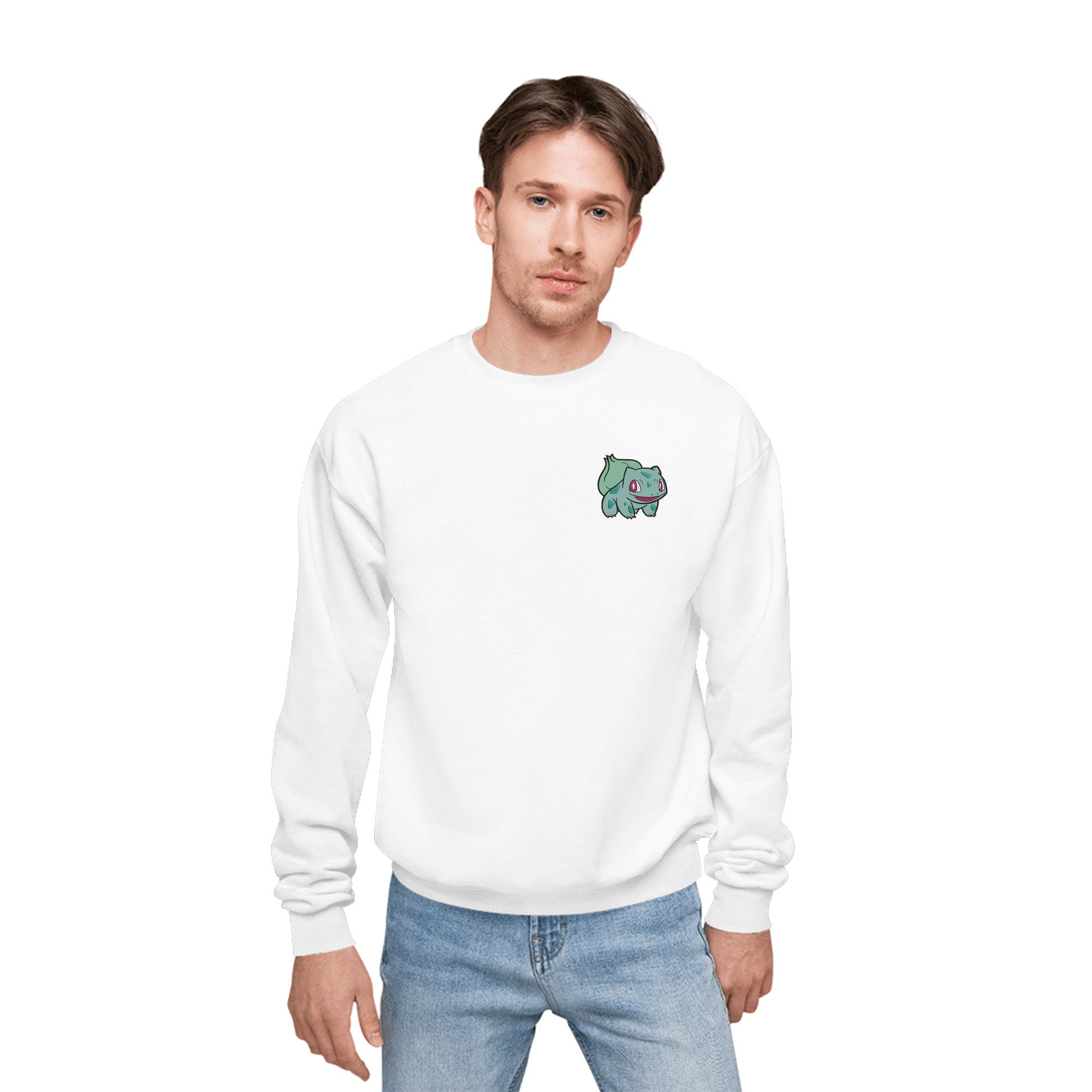 Bulbasaur Embroidered Sweatshirt, Anime Sweatshirt, Anime Embroidered ...
