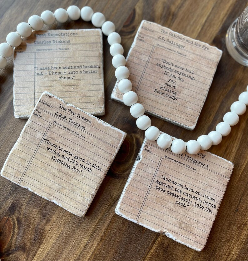 Classic Book Quote Coasters, Custom Coasters - Etsy