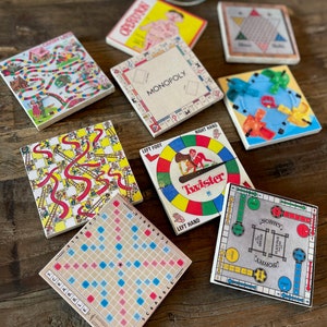Vintage Board Game Coasters set of 4, 6, or 9 - Etsy