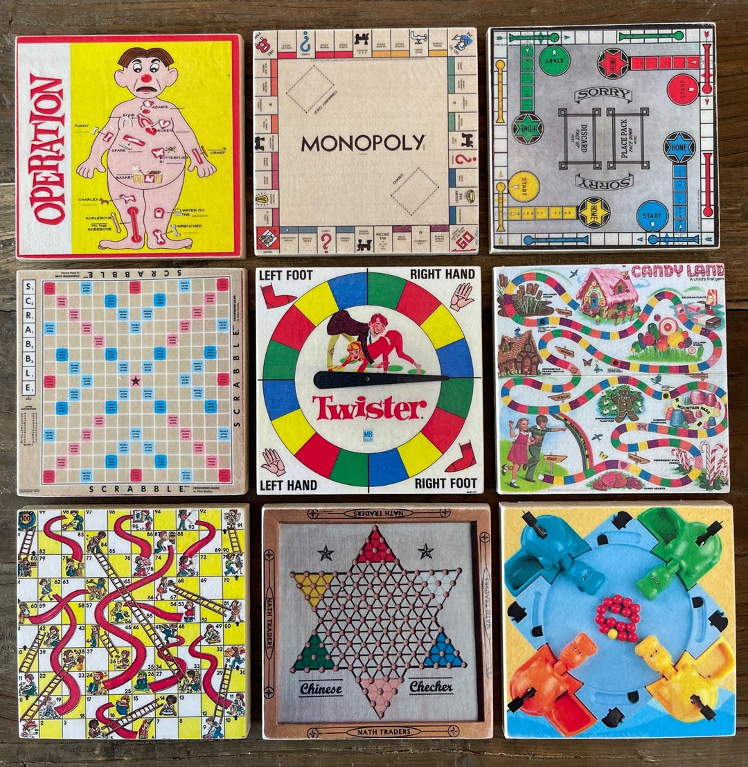 Vintage Board Game Coasters set of 4, 6, or 9 - Etsy