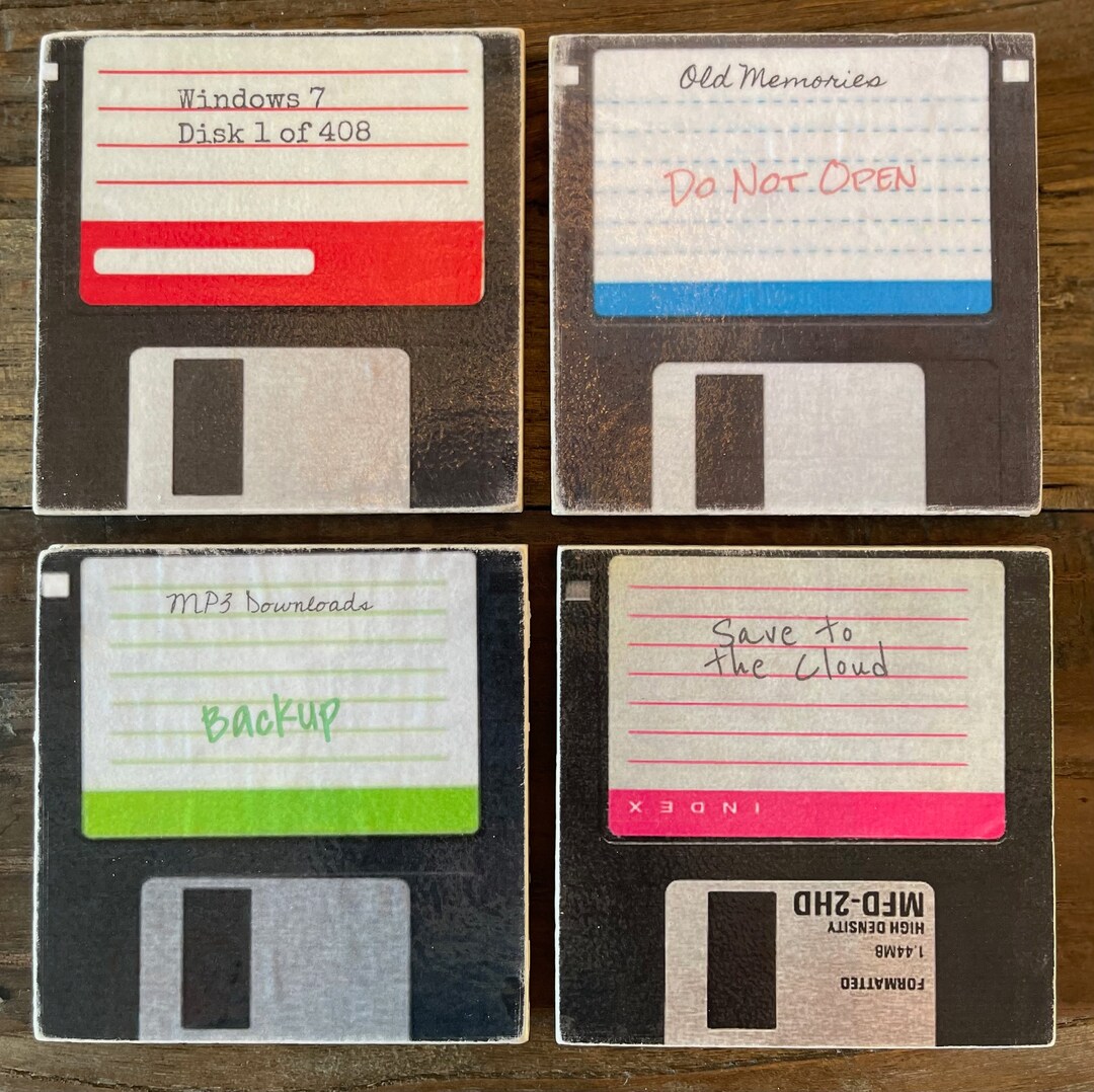 Retro Floppy Disk Coasters set of 4 - Etsy