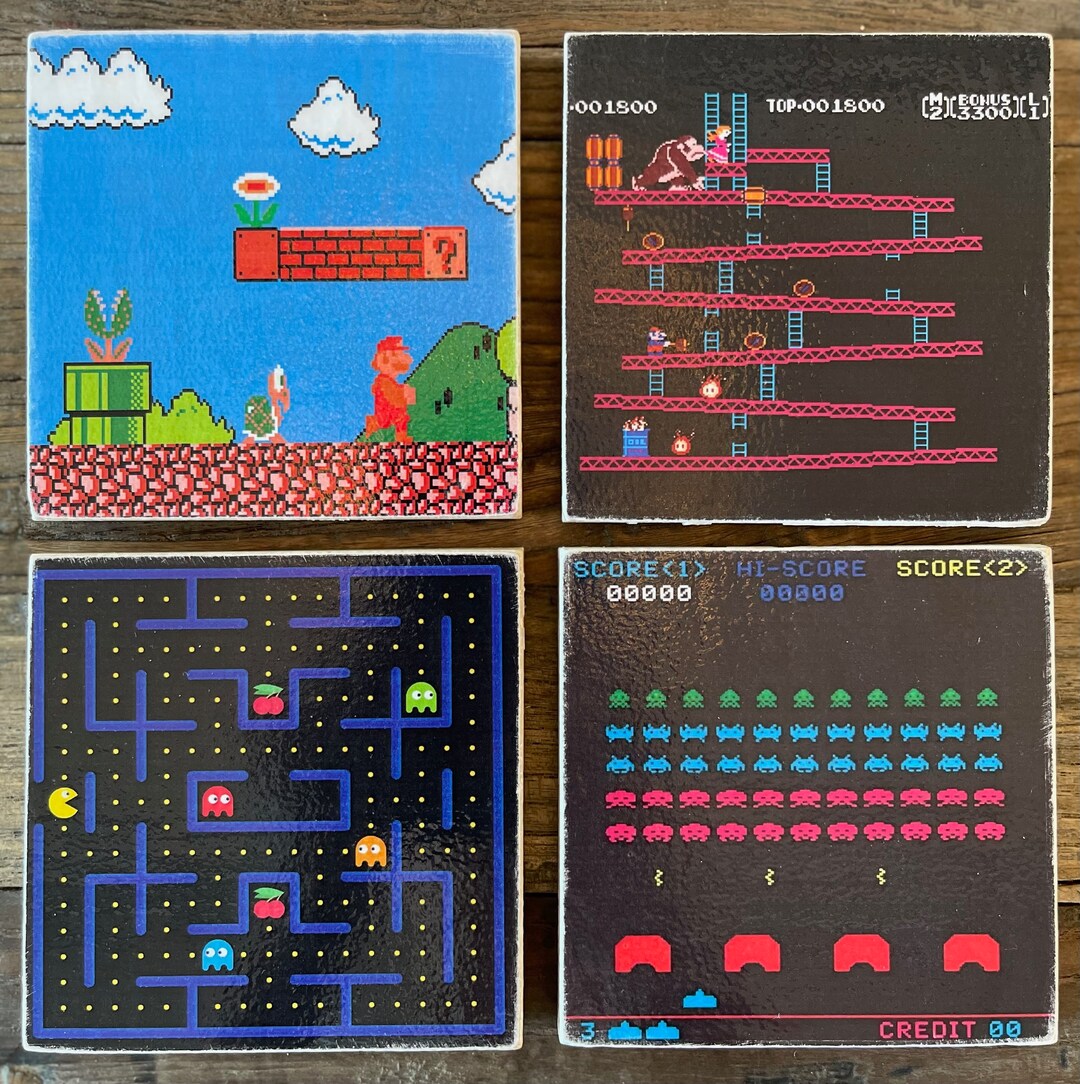 Retro Video Game Coasters set of 4 - Etsy