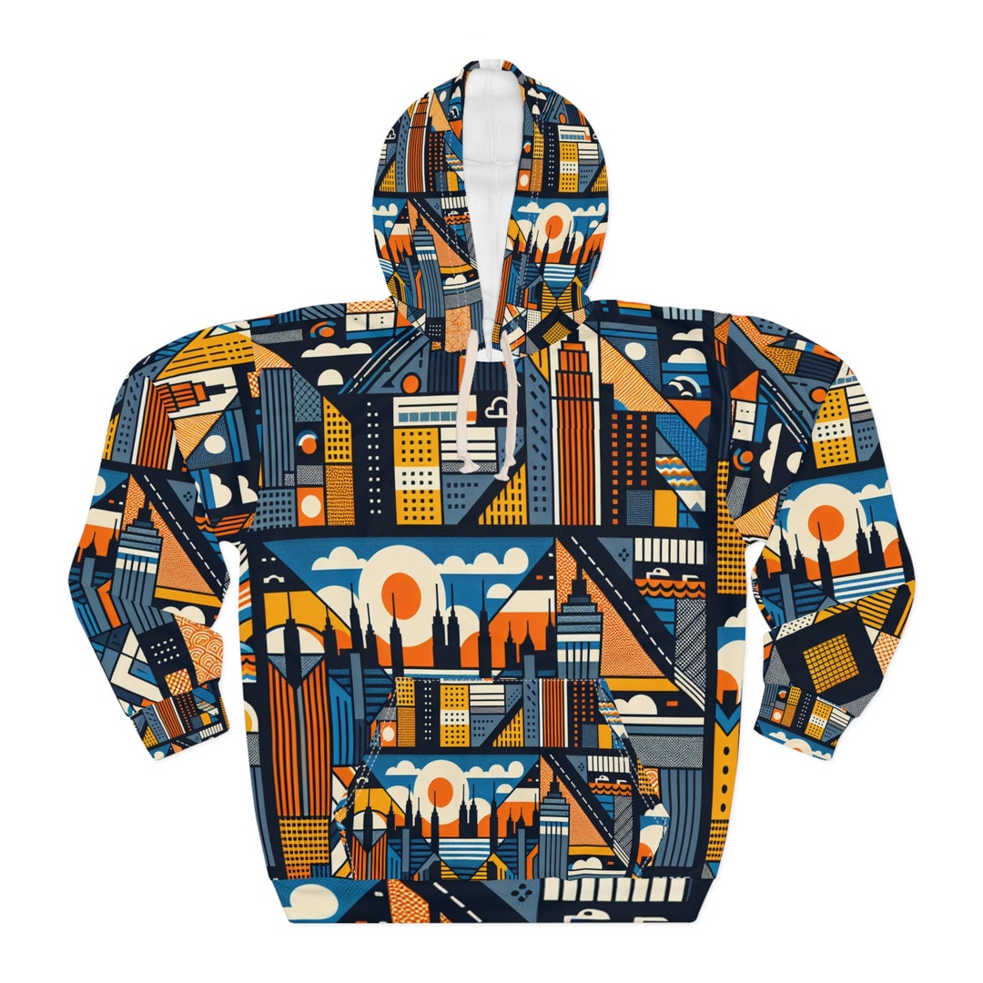 NYC Skyline-inspired Dynamic Pattern Hoodie Ideal Gift for Trendy City ...