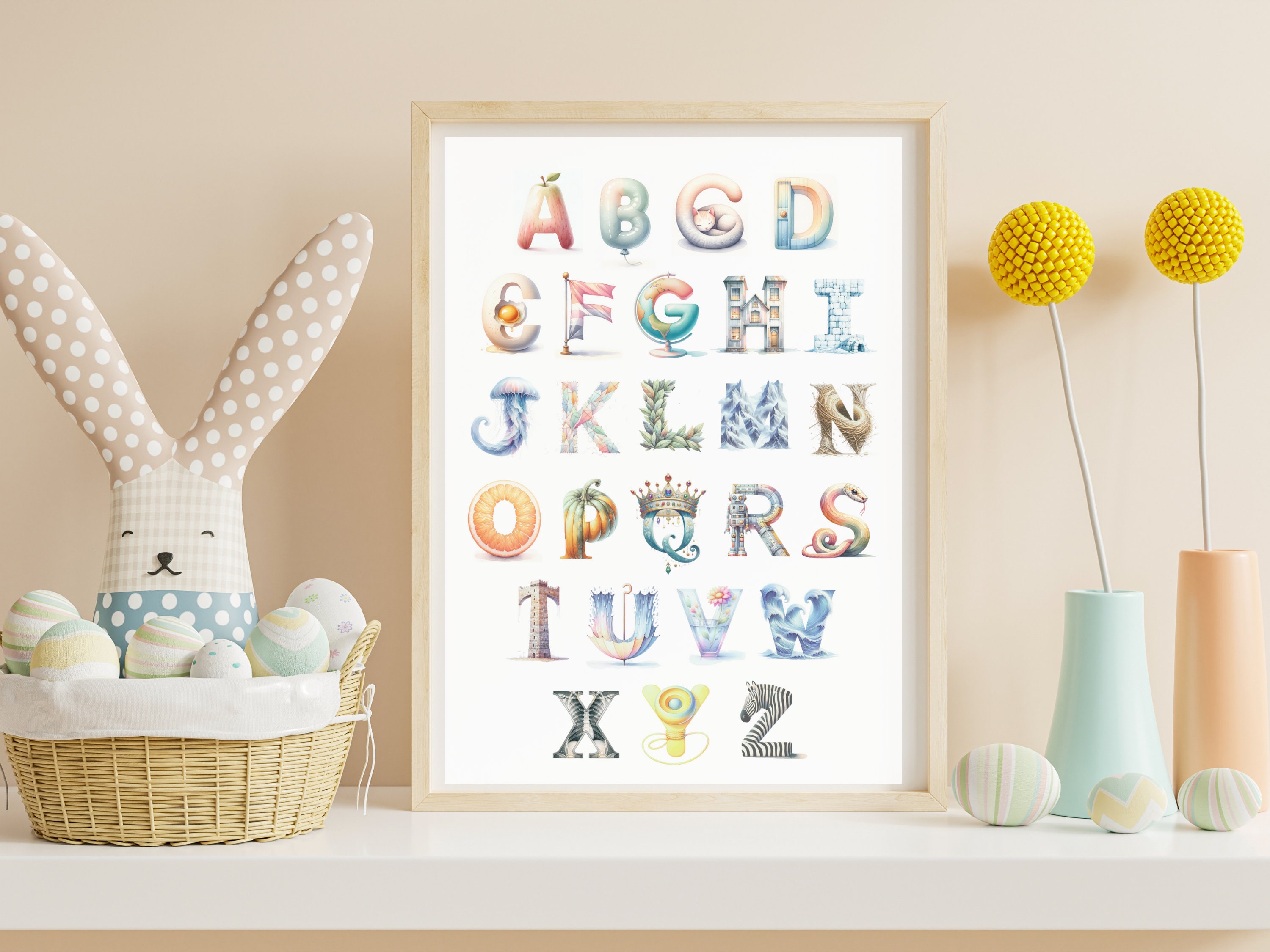 Alphabet Phonetic Poster Capital Letters Portrait Landscape - Etsy