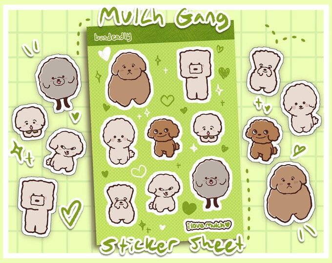 Mulch Dog Sticker Sheet | Cute Meme Stickers