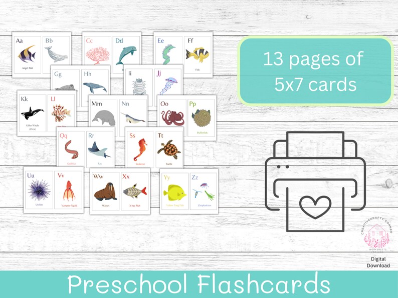Ocean Flashcards, Educational Flashcards, Flashcards for Kids, Sea ...