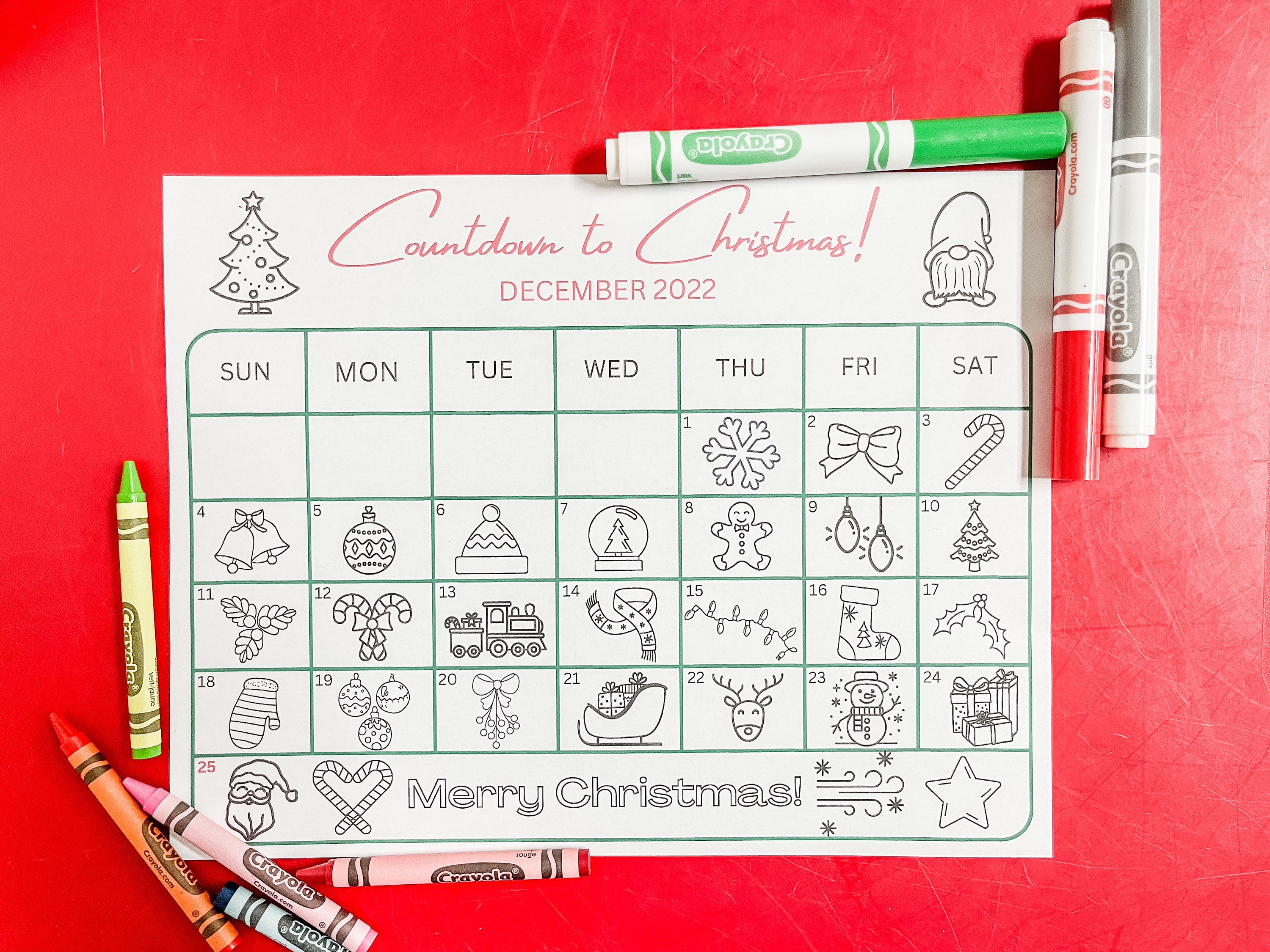 Christmas Countdown Calendar for Kids, Coloring Christmas Countdown ...