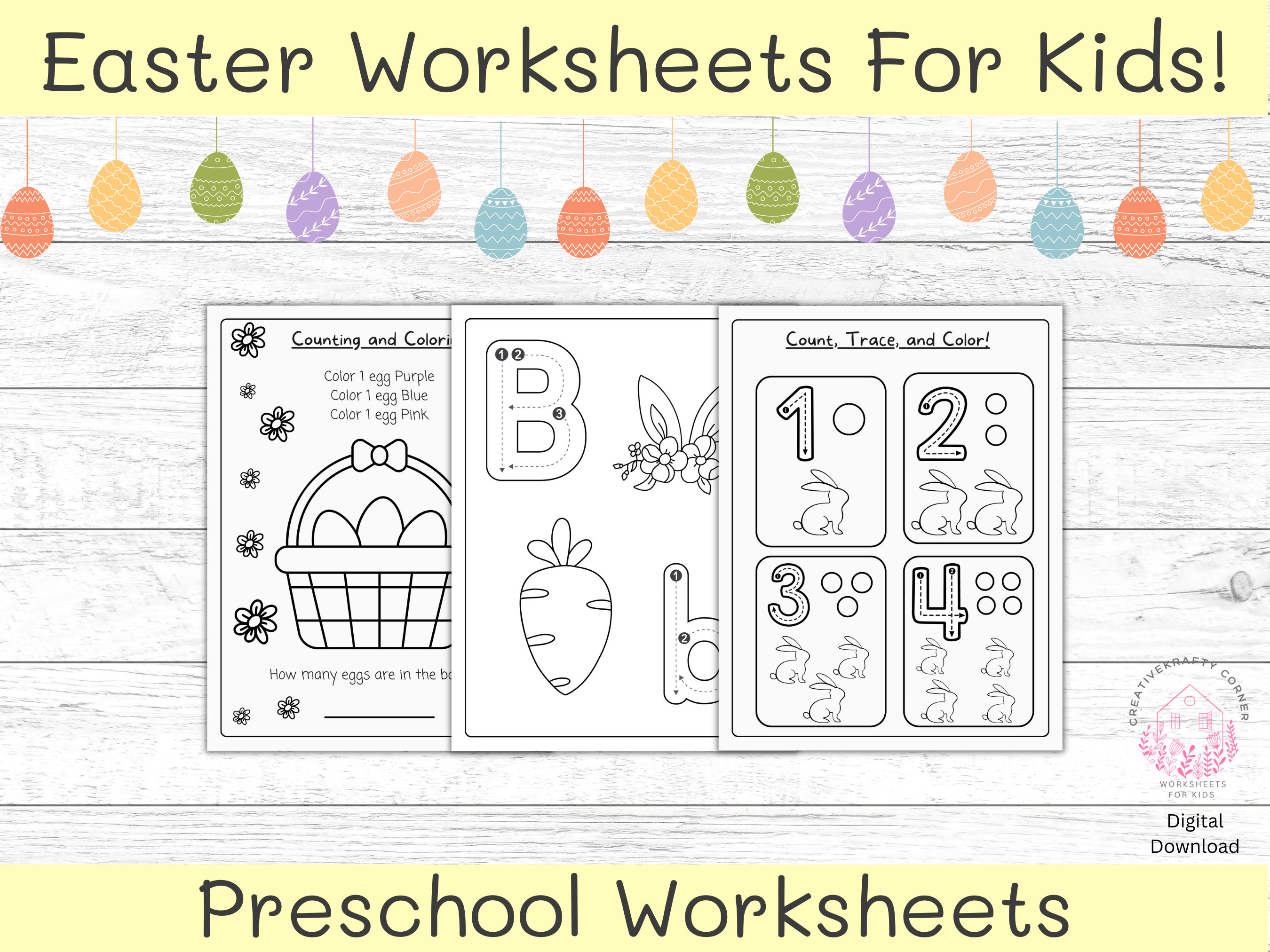 Easter Worksheets Bundle Pack, Learning Worksheets, Preschool ...