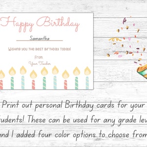 Printable Birthday Cards, Birthday Card From Teacher, Teacher Cards ...