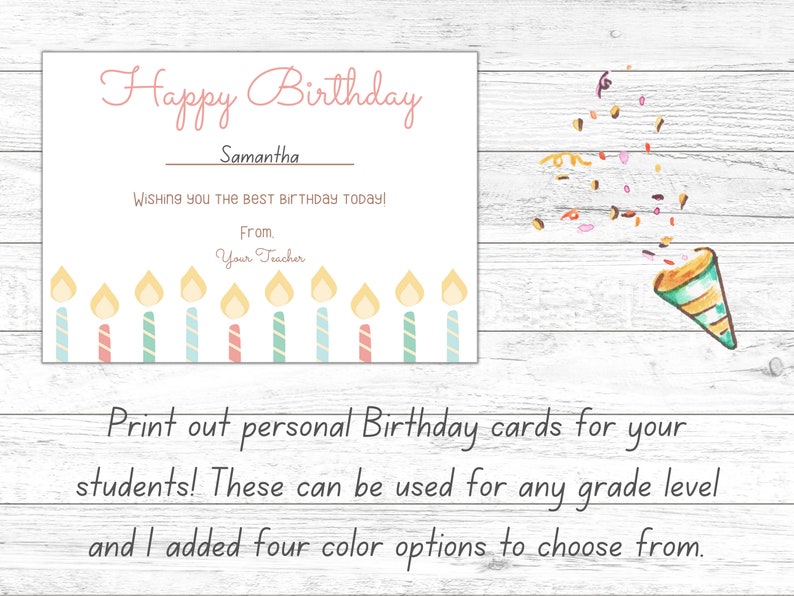 Printable Birthday Cards, Birthday Card From Teacher, Teacher Cards ...