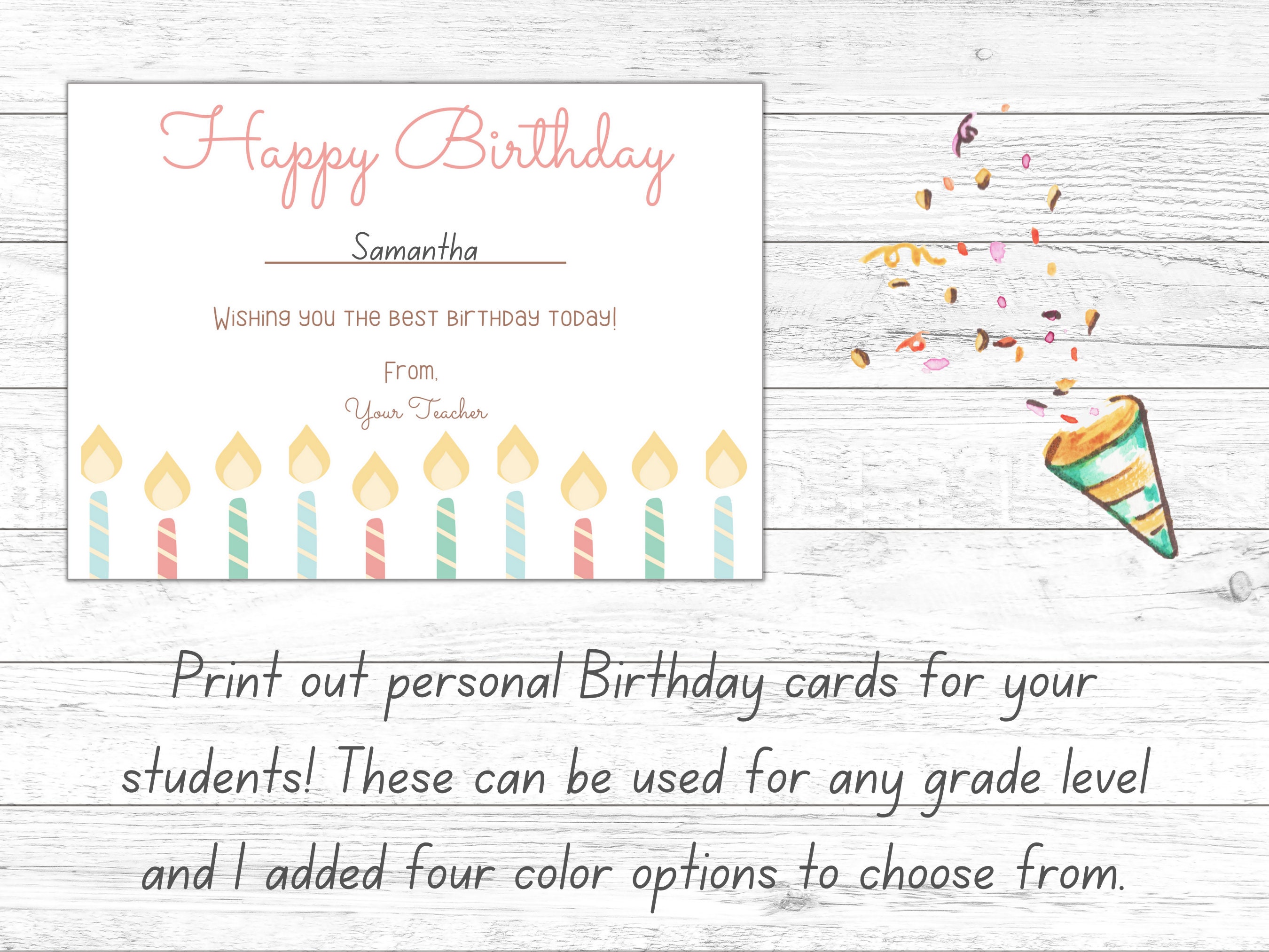 Printable Birthday Cards, Birthday Card From Teacher, Teacher Cards ...