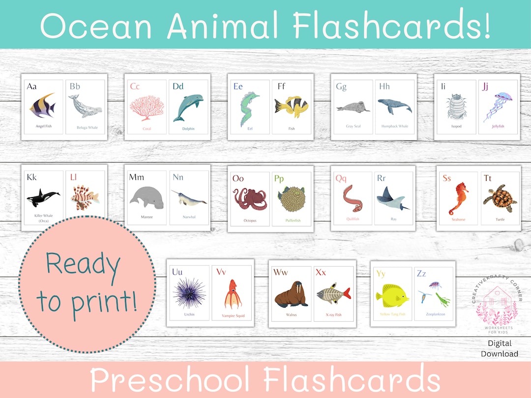 Ocean Flashcards, Educational Flashcards, Flashcards for Kids, Sea ...
