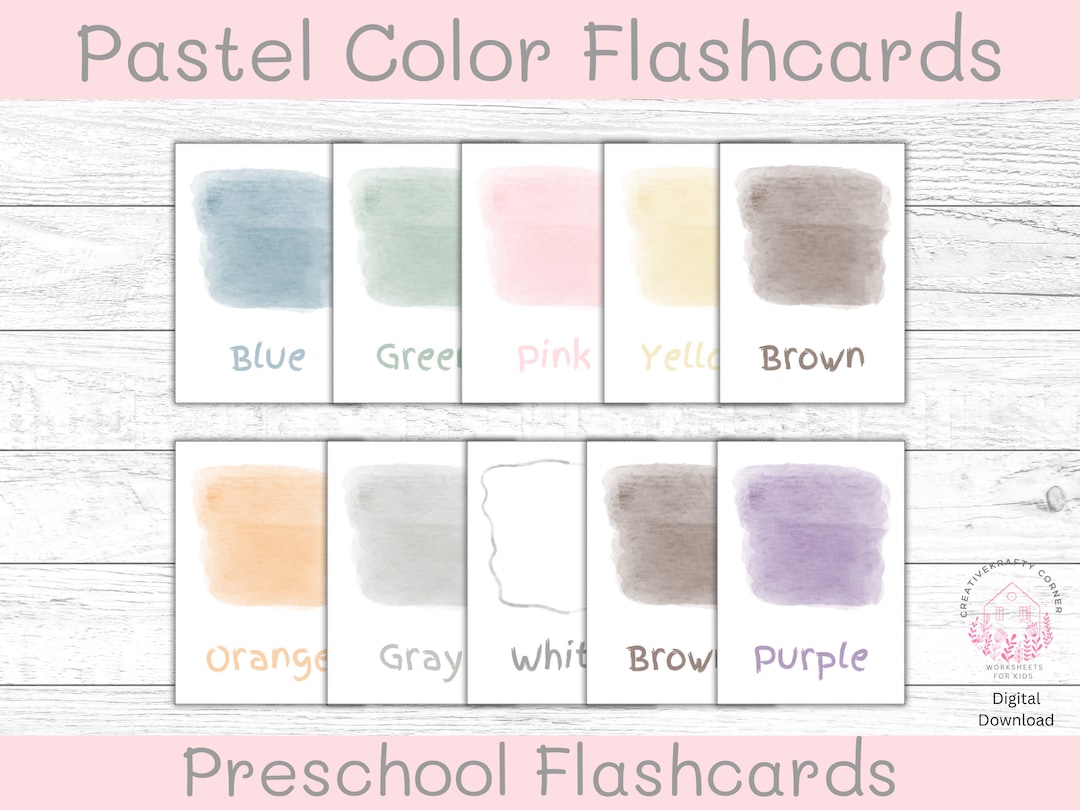 Pastel Color Flashcards, Flashcards for Kids, Color Flashcards ...