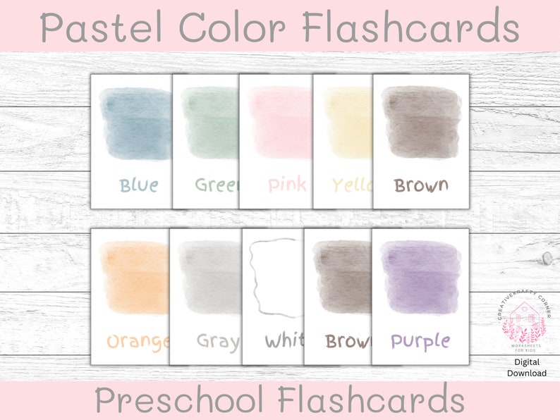 Pastel Color Flashcards, Flashcards for Kids, Color Flashcards ...