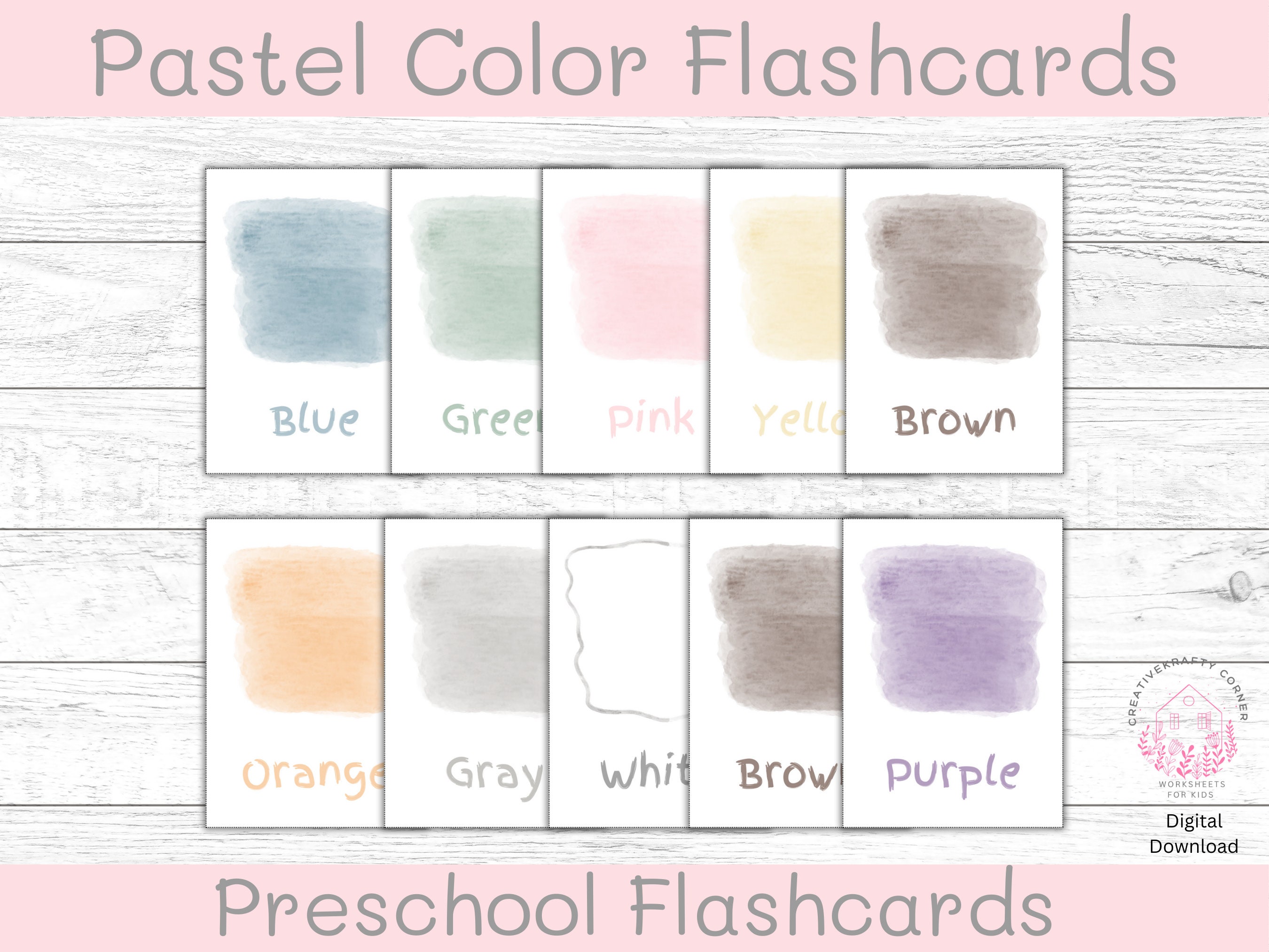 Pastel Color Flashcards, Flashcards for Kids, Color Flashcards ...