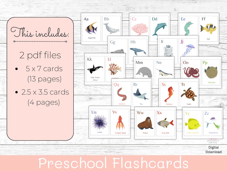 Ocean Flashcards, Educational Flashcards, Flashcards for Kids, Sea ...