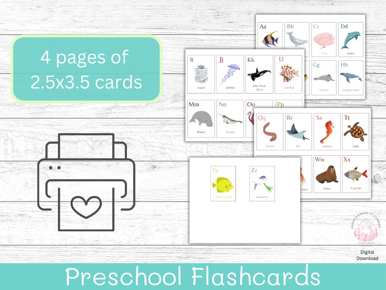 Ocean Flashcards, Educational Flashcards, Flashcards for Kids, Sea ...
