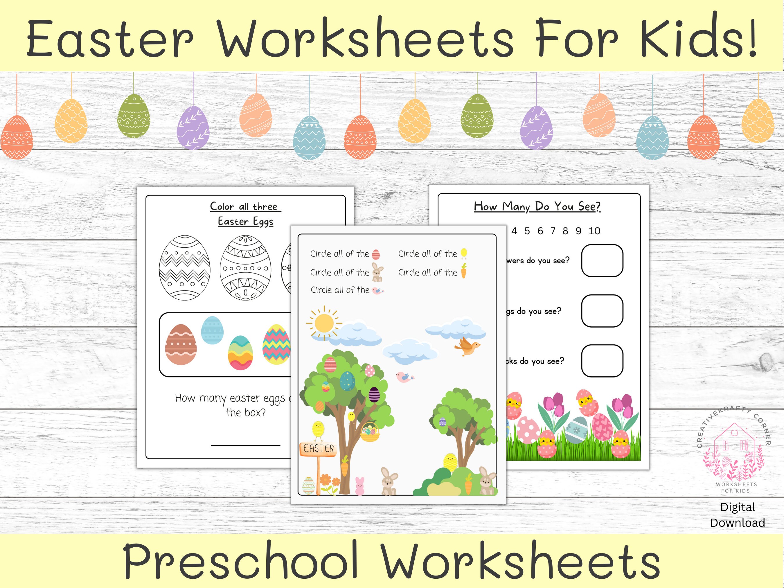 Easter Worksheets Bundle Pack, Learning Worksheets, Preschool ...