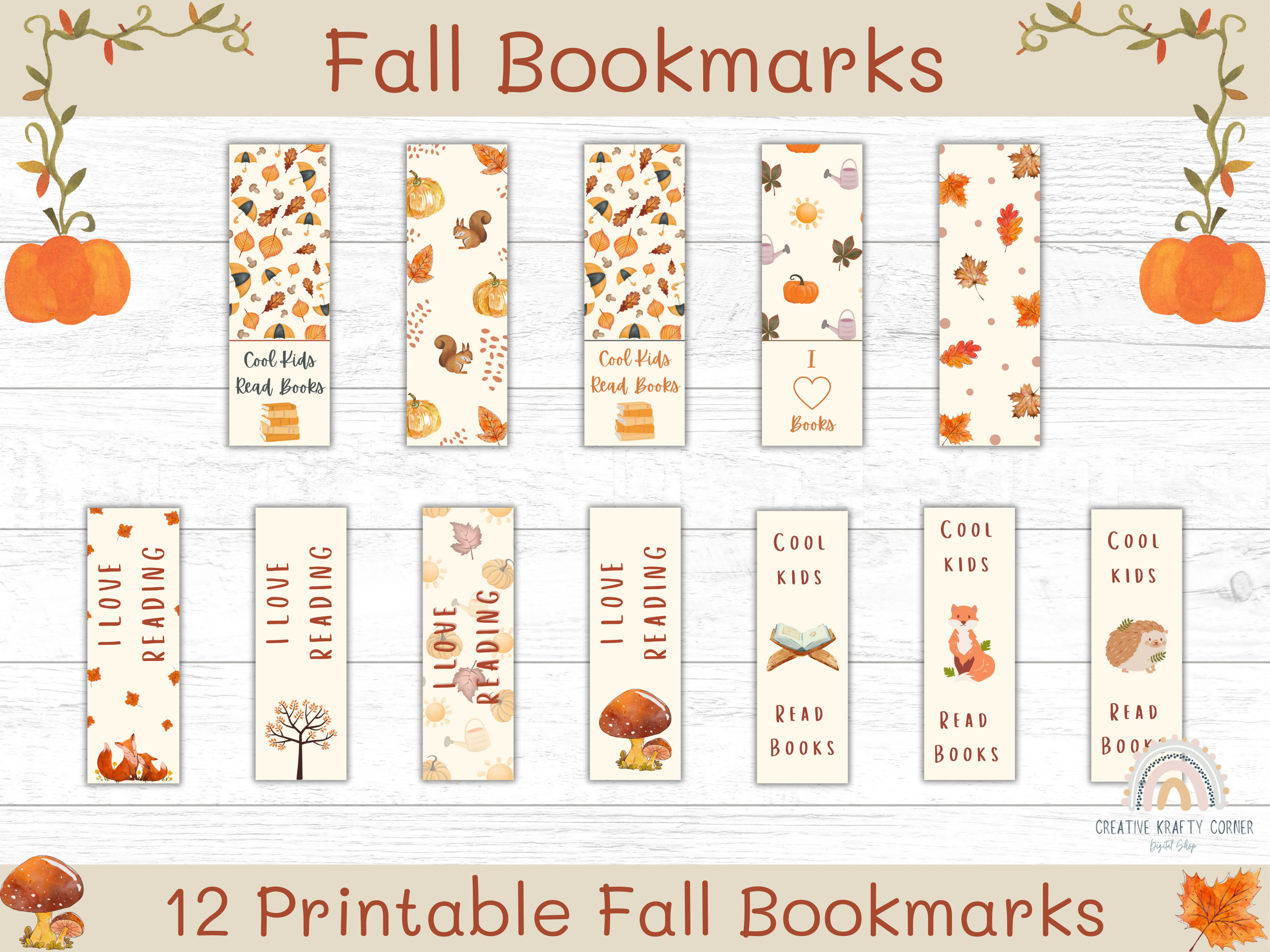 12 Fall Printable Bookmarks for Kids | Fall Bookmarks | Autumn ...