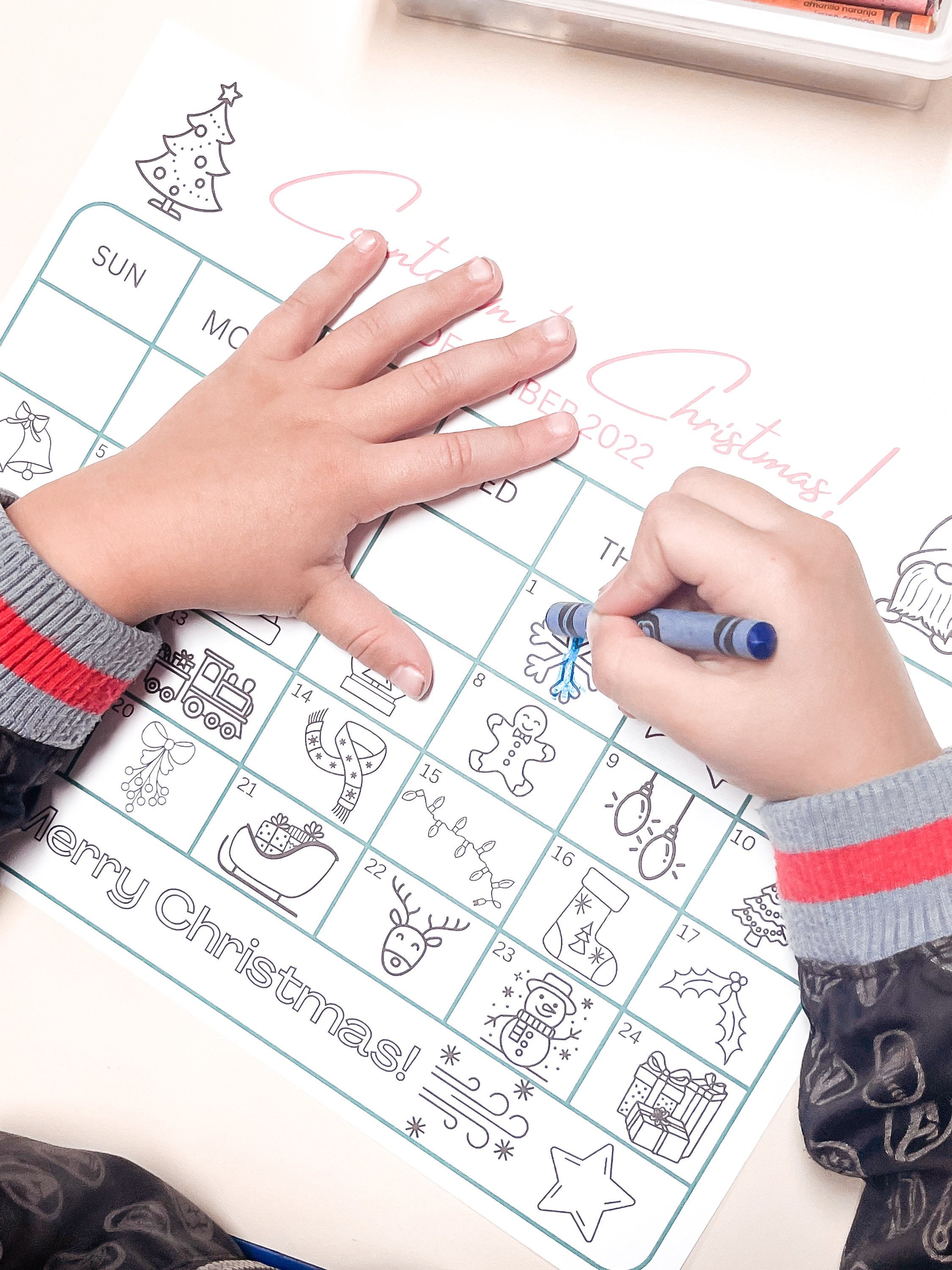 Christmas Countdown Calendar for Kids, Coloring Christmas Countdown ...