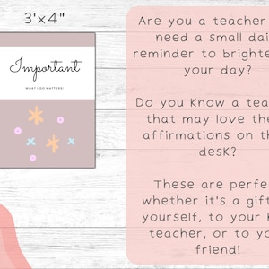 Teacher Affirmations, 7 Printable Affirmation Cards for Teachers, Daily ...