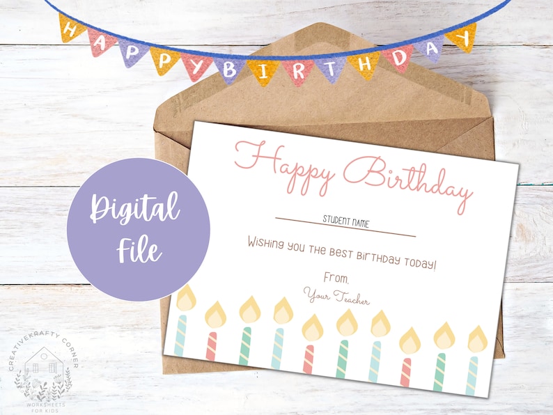 Printable Birthday Cards, Birthday Card From Teacher, Teacher Cards ...