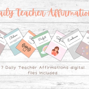 Teacher Affirmations, 7 Printable Affirmation Cards for Teachers, Daily ...