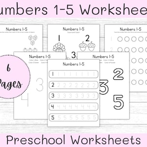 Numbers 1-5 Worksheets for Preschoolers, Preschool Worksheets, Number ...