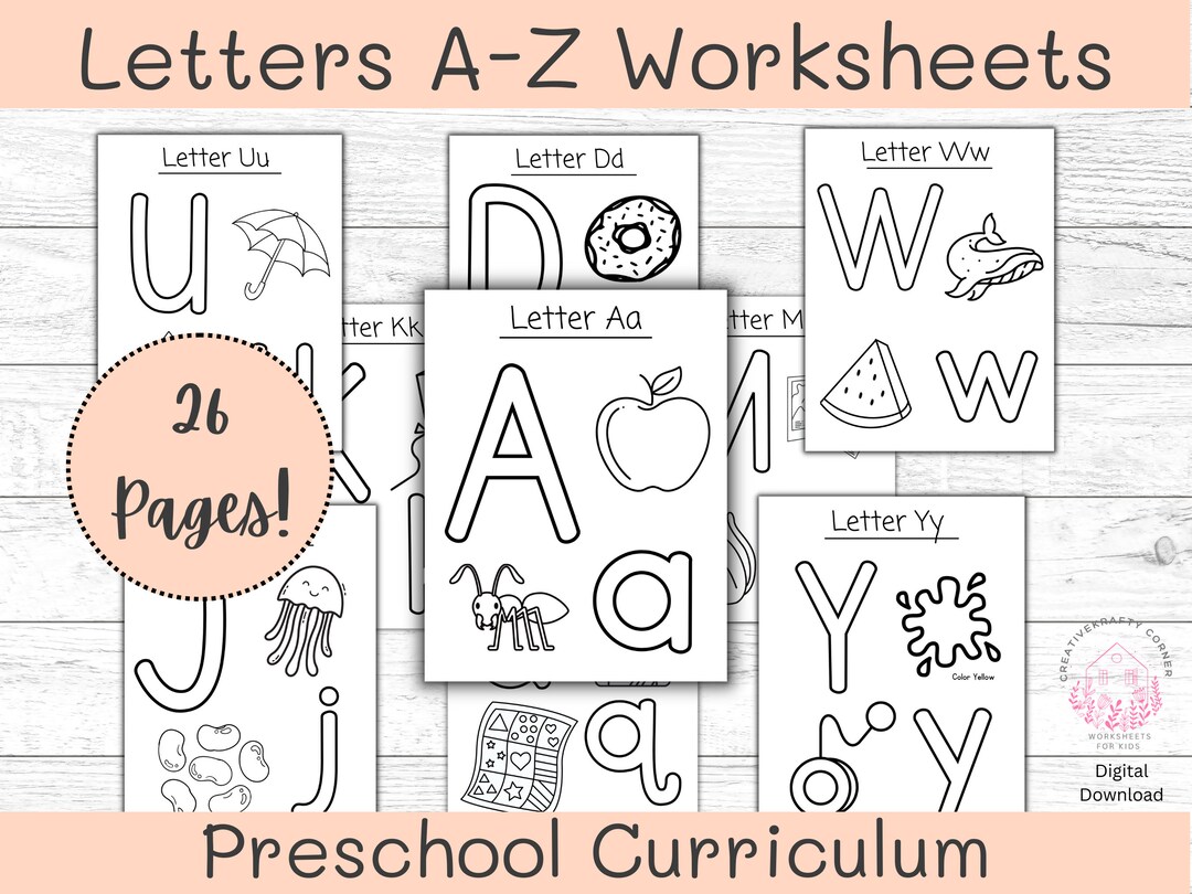 Letters A-Z Worksheets, Preschool Worksheets, Worksheets for Kids ...