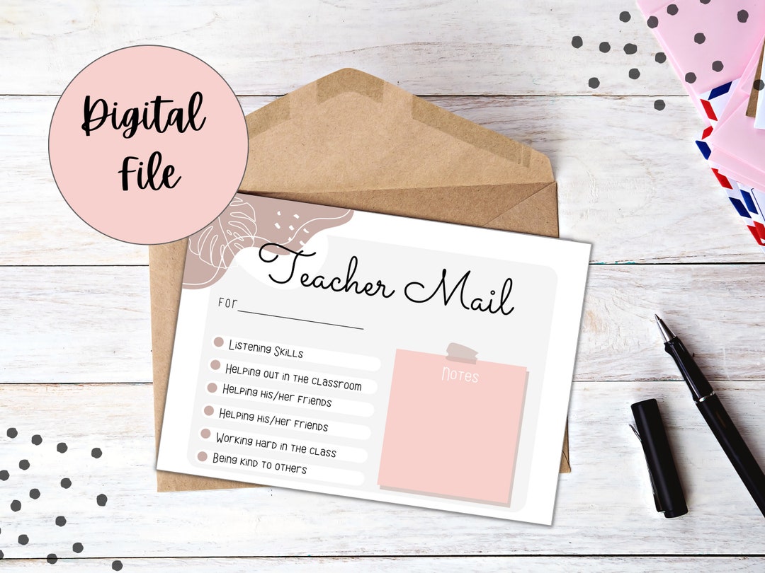 Teacher Mail, Teacher Mail for Students, Teacher Digital Pdf, Cute Boho ...
