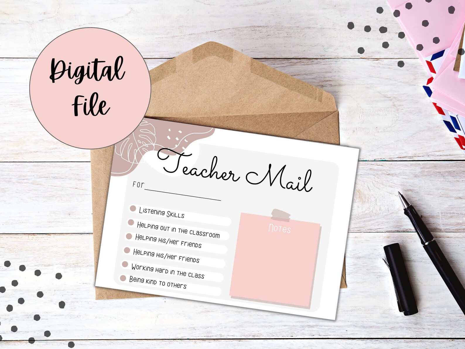Teacher Mail, Teacher Mail for Students, Teacher Digital Pdf, Cute Boho ...