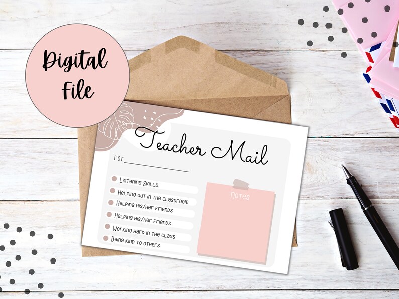 Teacher Mail, Teacher Mail for Students, Teacher Digital Pdf, Cute Boho ...