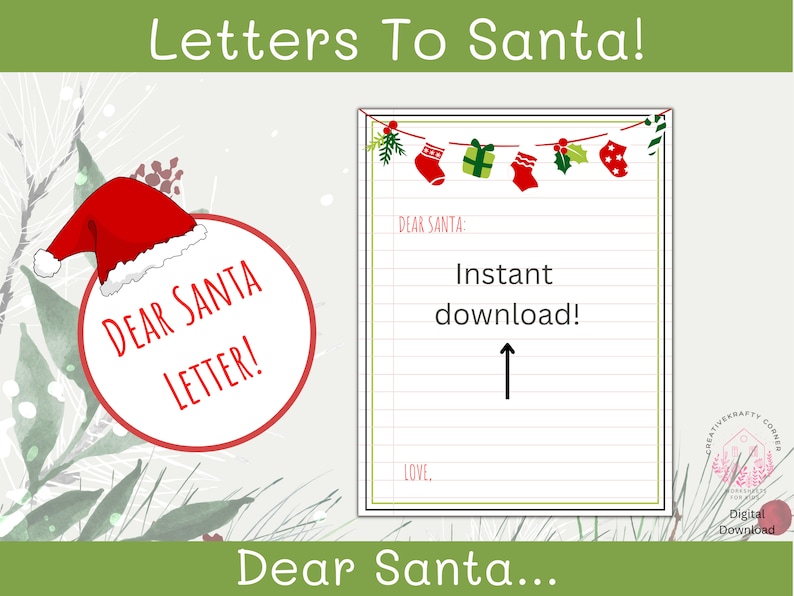Dear Santa Letter, Christmas Letter to Santa, Christmas Letter Digital ...