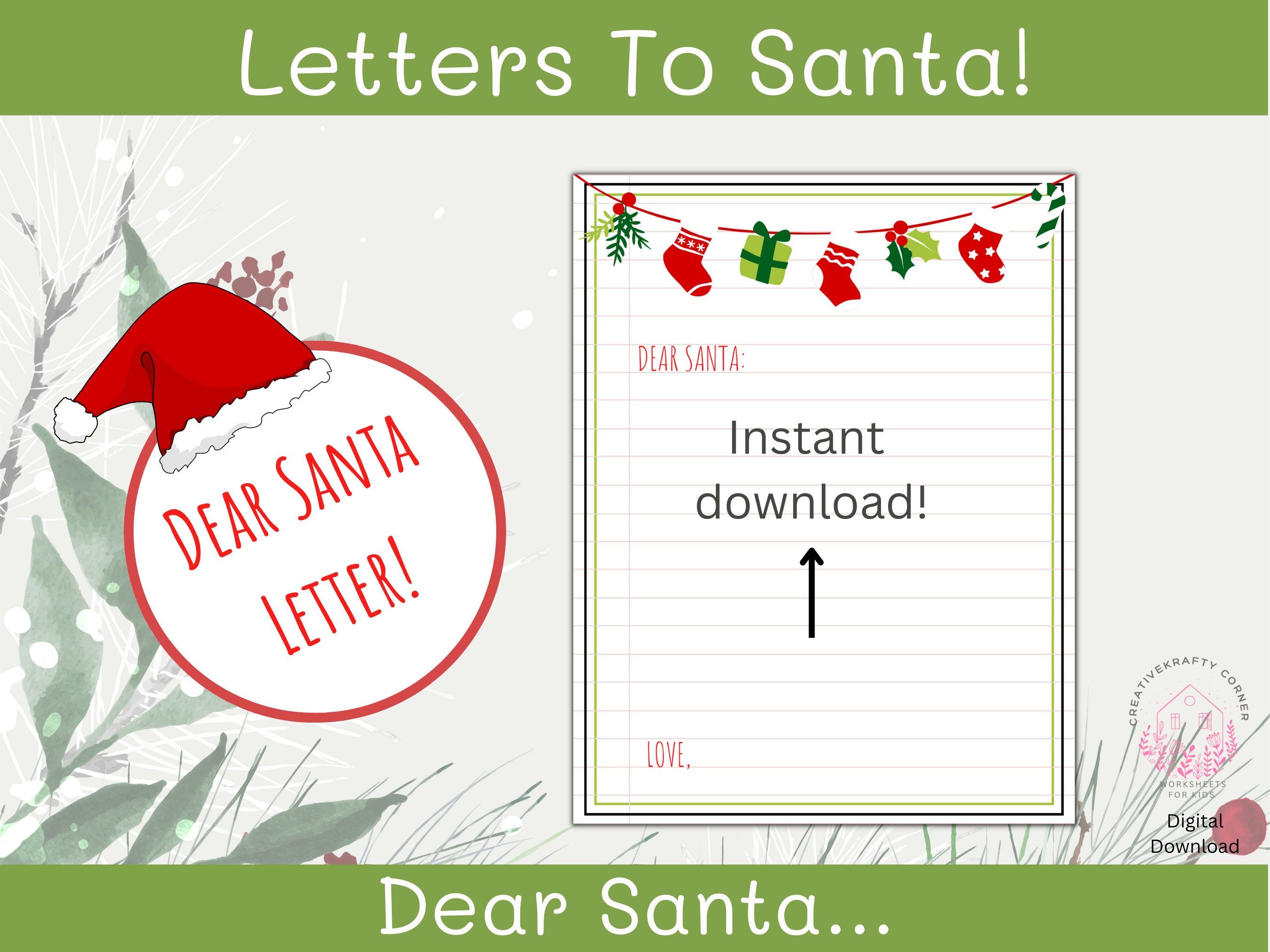 Dear Santa Letter, Christmas Letter to Santa, Christmas Letter Digital ...